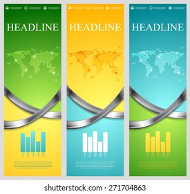 Bright Abstract Tech Vertical Banners Metal Stock Vector (Royalty Free ...