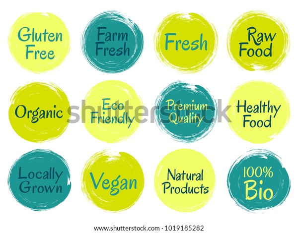 Bright Bio Organic Labels Round Logo Stock Vector (Royalty Free ...