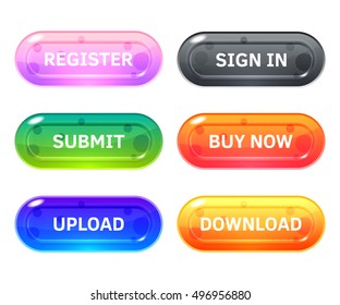Bright Buttons On White Background Icons Stock Vector (Royalty Free ...