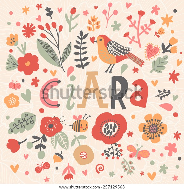Bright Card Beautiful Name Ciara Poppy Stock Vector (Royalty Free ...