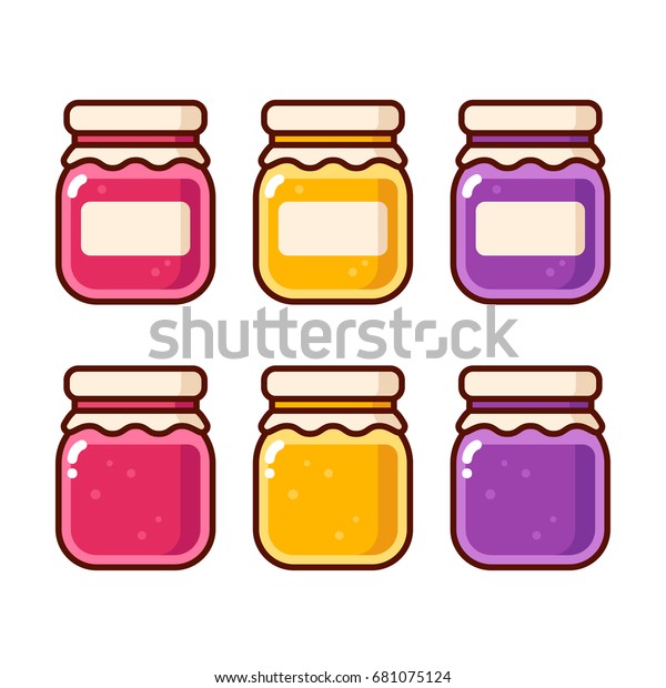 Bright Cartoon Jam Icon Set Fruit Stock Vector (Royalty Free) 681075124 ...