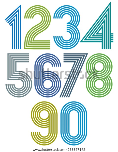 Bright Cartoon Striped Numbers Rounded Corners Stock Vector (Royalty ...