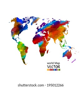 Bright Colored Map World On White Stock Vector (Royalty Free) 163380764