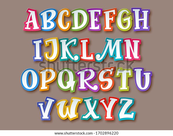 Bright Colorful Comic Childrens Papercut Alphabet Stock Vector (Royalty ...