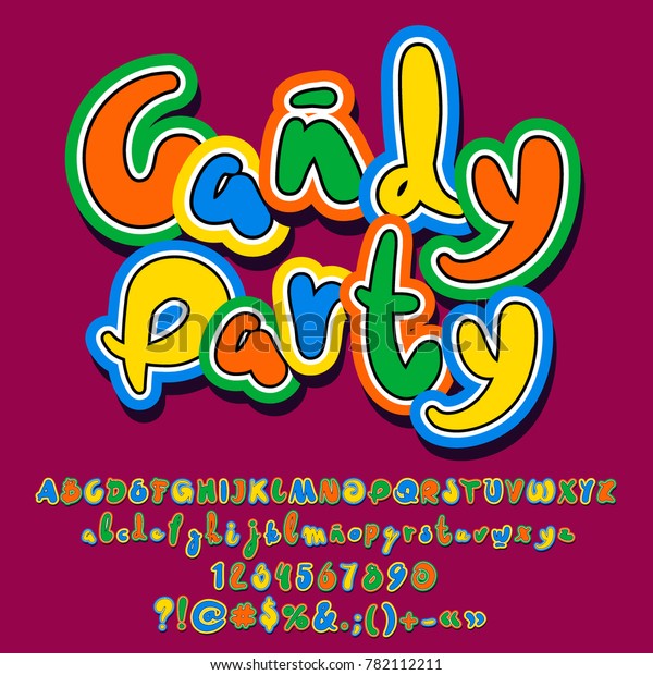 Bright Colorful Logo Text Candy Party Stock Vector (Royalty Free) 782112211