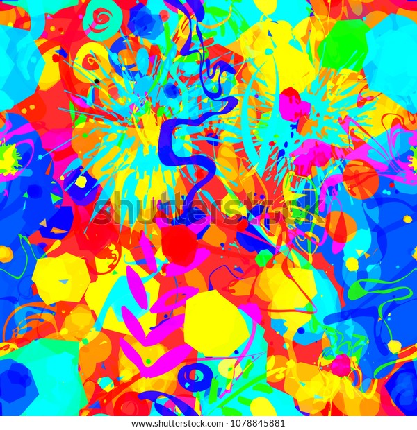 Bright Colorful Seamless Texture Different Elements Stock Vector ...