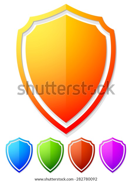 Bright Colorful Shield Shapes Isolated On Stock Vector (Royalty Free ...