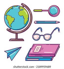 Bright Colorful Vector Set School Supplies Stock Vector (Royalty Free ...