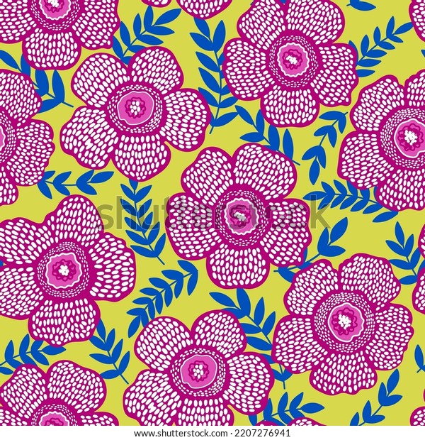 Bright Decorative Pattern Rafflesia On Yellow Stock Vector (Royalty ...