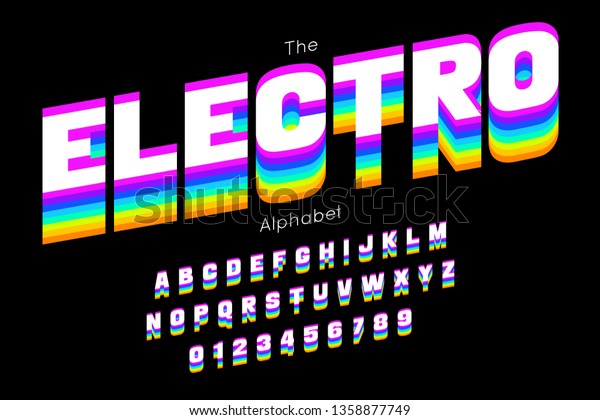 Bright Electro Font Alphabet Vector Abc Stock Vector (Royalty Free ...