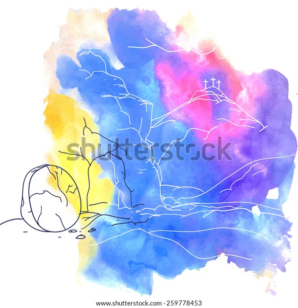 Bright Empty Tomb Jesus Christ Early: vector de stock (libre de ...