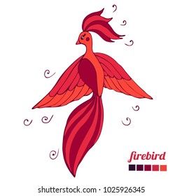 Bright Firebird Fly Fire Bird Flight Stock Vector (Royalty Free ...