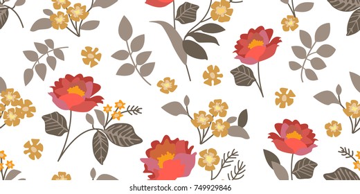 Bright Folk Art Style Border Seamless Stock Vector (Royalty Free ...