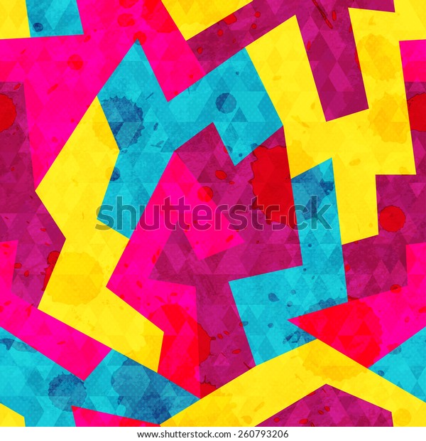 Bright Geometric Seamless Patern Grunge Effect Stock Vector (Royalty ...