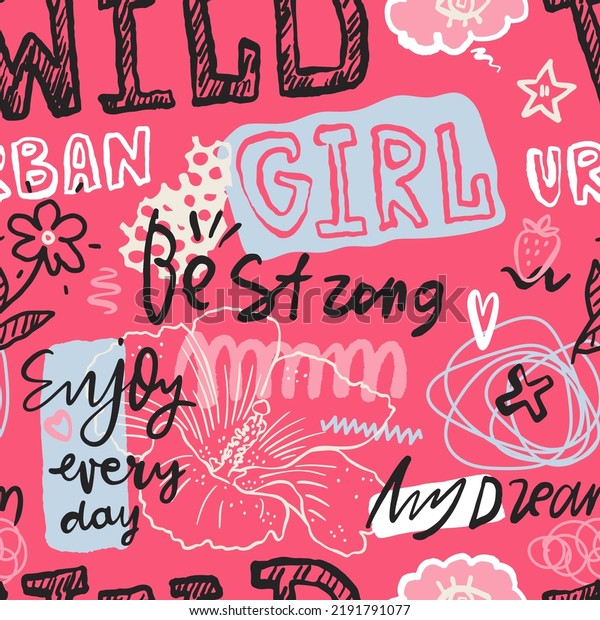 Bright Girly Pattern Textiles Seamless Pink Stock Vector (Royalty Free ...