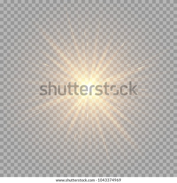 Bright Golden Rays On Transparent Background Stock Vector (Royalty Free ...