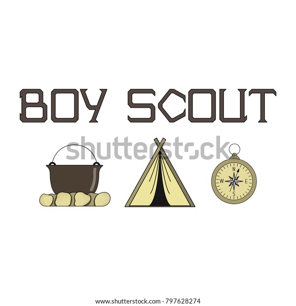 Bright Illustration Boy Scouts Tent Fire Stock Vector (Royalty Free ...