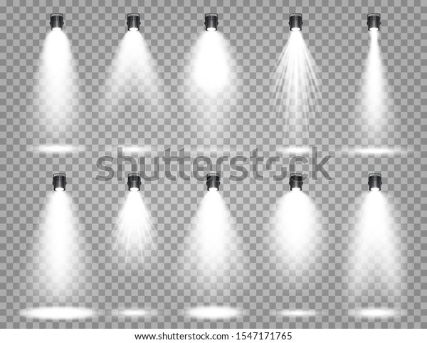 Bright Light Beam Vector Spotlight Set Stock Vector (Royalty Free ...