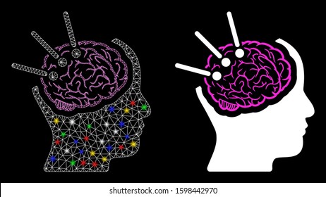 Bright Mesh Brain Autopsy Icon Lightspot Stock Vector (Royalty Free ...