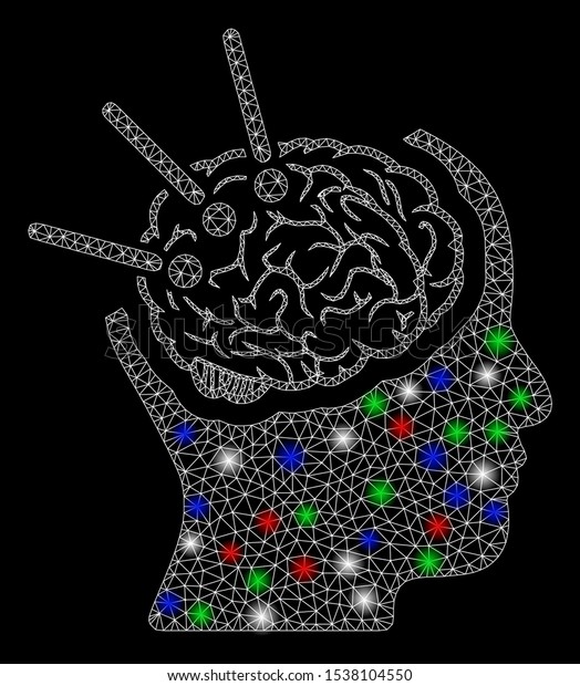 Bright Mesh Brain Autopsy Lightspot Effect Stock Vector (Royalty Free ...