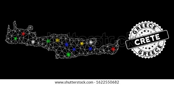 Bright Mesh Crete Island Map Glow Stock Vector (Royalty Free ...