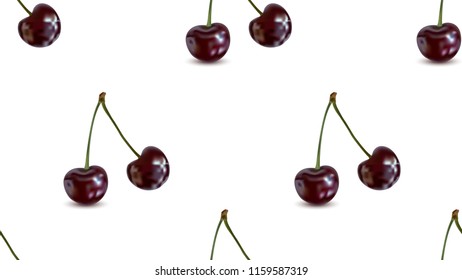 Bright Pattern Realistic Cherries Idea Modern Stock Vector (Royalty ...