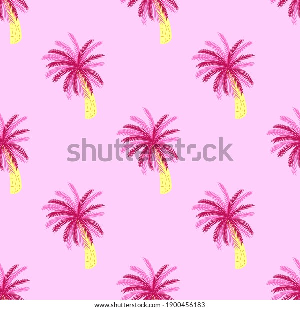 Bright Pink Palm Tree Shapes Seamless Stock Vector (Royalty Free ...