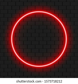 Bright Red Neon Circle Frame Banner Stock Vector (Royalty Free ...