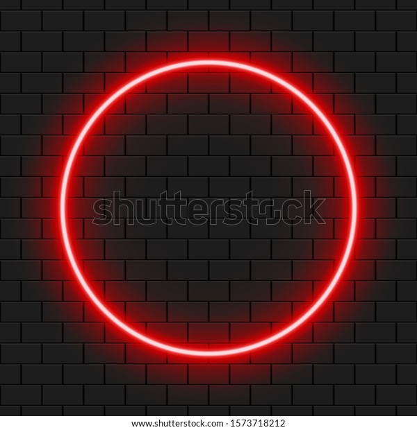 Bright Red Neon Circle Frame Banner Stock Vector (Royalty Free ...