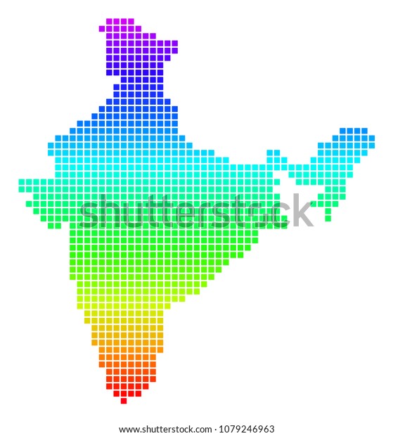 Bright Spectrum Pixel India Map Vector Stock Vector (Royalty Free ...