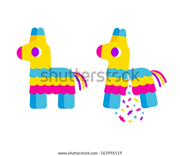 Bright Striped Cartoon Pinata Broken Confetti Stock Vector (Royalty ...