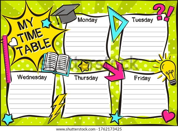 Bright Template School Schedule 5 Days Stock Vector (Royalty Free ...