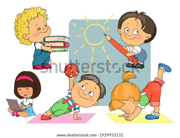 Bright Vector Cartoon Children Play Do Stock Vector (Royalty Free ...