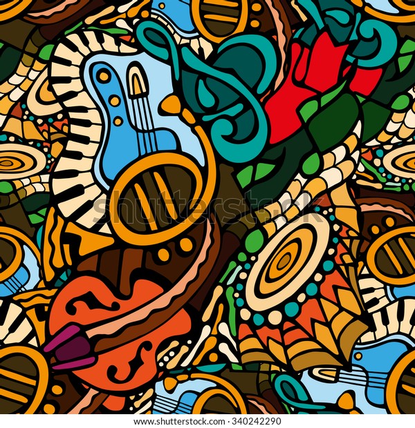 Bright Vector Doodles Seamless Pattern Hand Stock Vector (Royalty Free ...