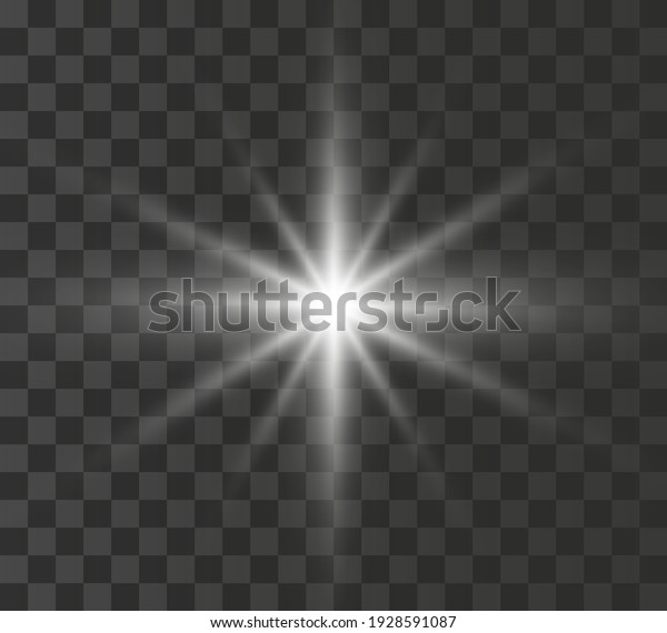 Bright White Star Glows On Transparent Stock Vector (Royalty Free ...