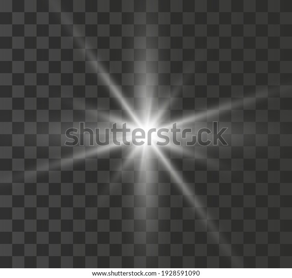 Bright White Star Glows On Transparent Stock Vector (Royalty Free ...