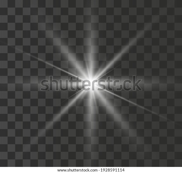 Bright White Star Glows On Transparent Stock Vector (Royalty Free ...