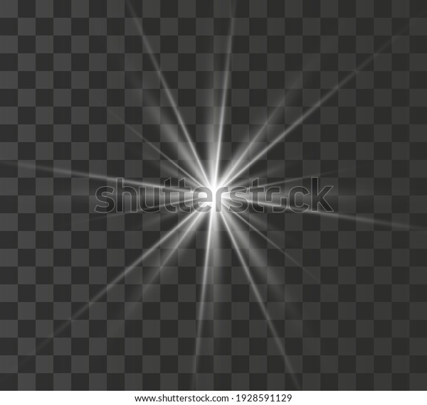 Bright White Star Glows On Transparent Stock Vector (Royalty Free ...