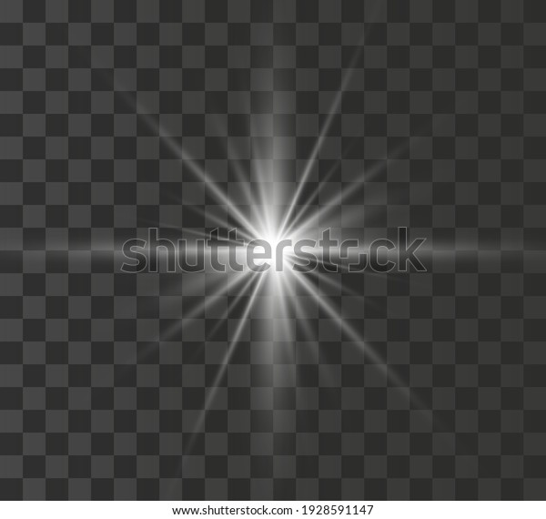 Bright White Star Glows On Transparent Stock Vector (Royalty Free ...
