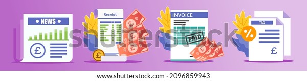 Britain Pound Receipt Documents Illustration Stock Vector (Royalty Free ...