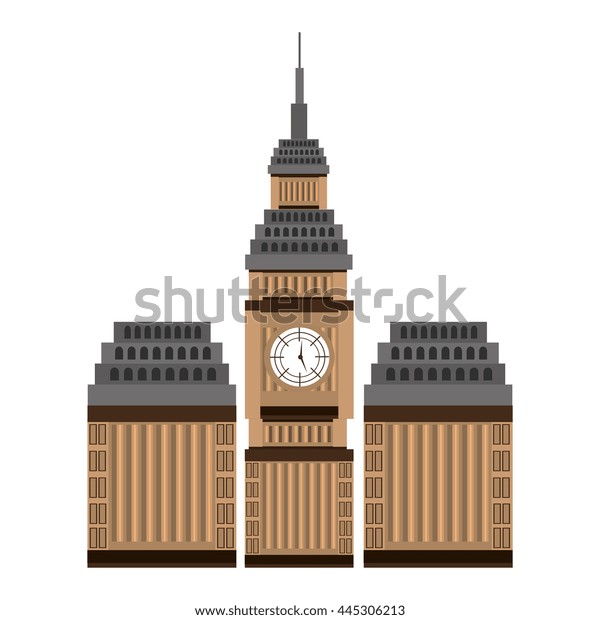 British Building Big Ben Front View: เวกเตอร์สต็อก (ปลอดค่าลิขสิทธิ์ ...