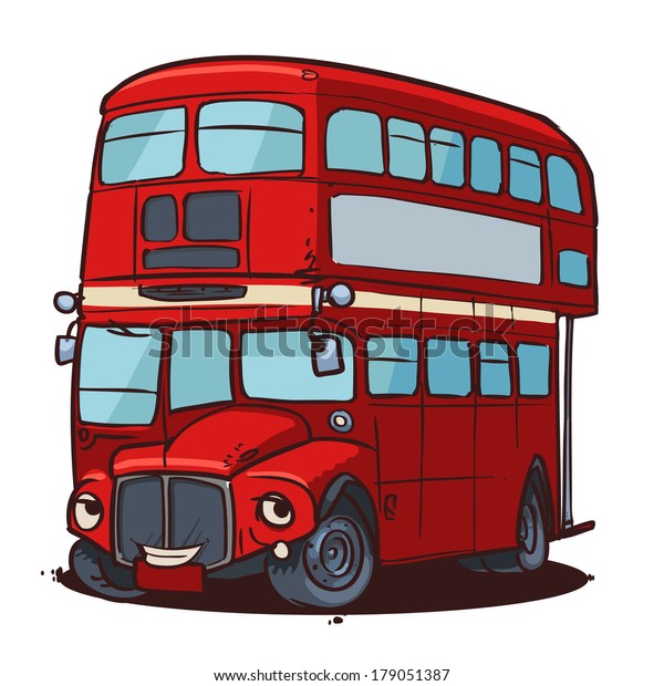 British Bus Cartoon Character: vector de stock (libre de regalías ...
