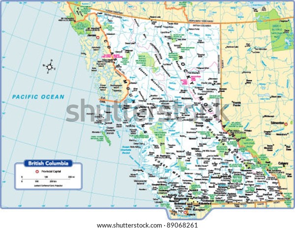 British Columbia Province Map Stock Vector (Royalty Free) 89068261