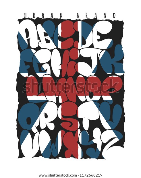 British Flag Graffiti Bubble Alphabet Typography Stock Vector (Royalty ...