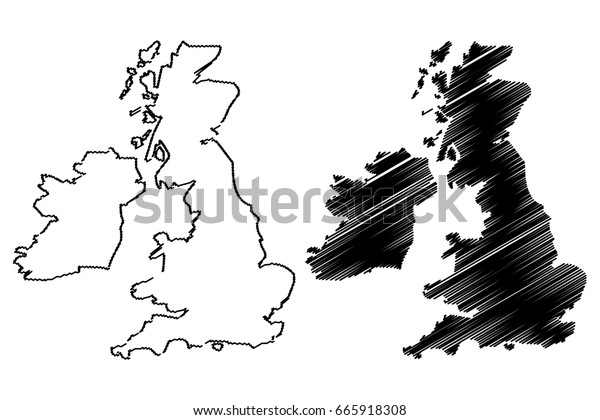 British Isles Map Vector Illustration Scribble Stock Vector (Royalty ...