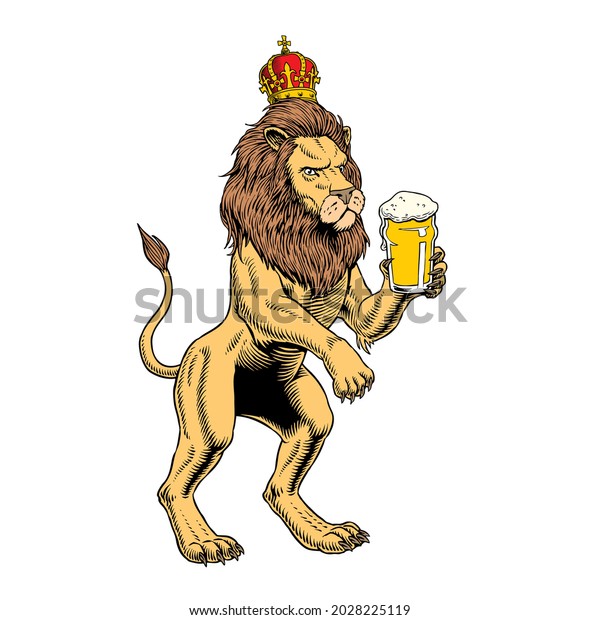 British Lion Drinking Beer Isolated On Stock Vector (Royalty Free ...