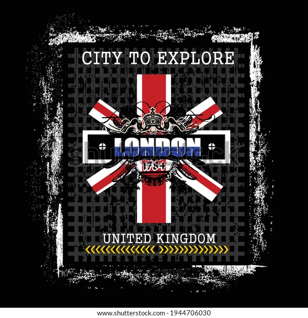 British London Slogan Tee Graphic Typography Stock Vector (Royalty Free ...