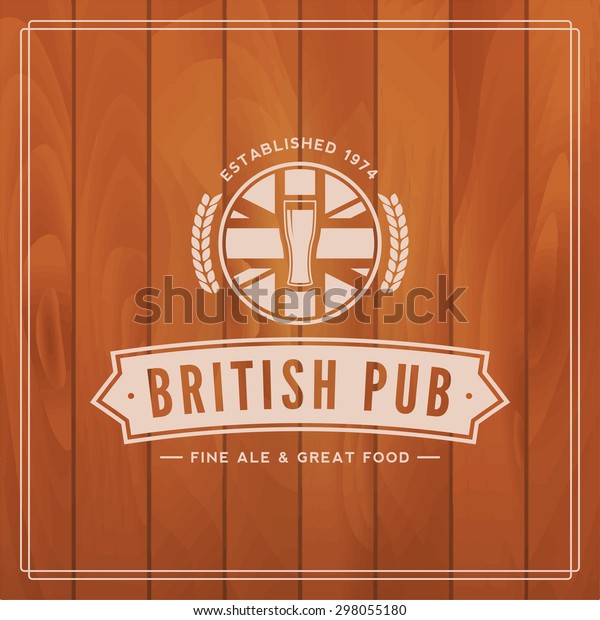 British Pub Label On Wooden Background Stock Vector (Royalty Free ...