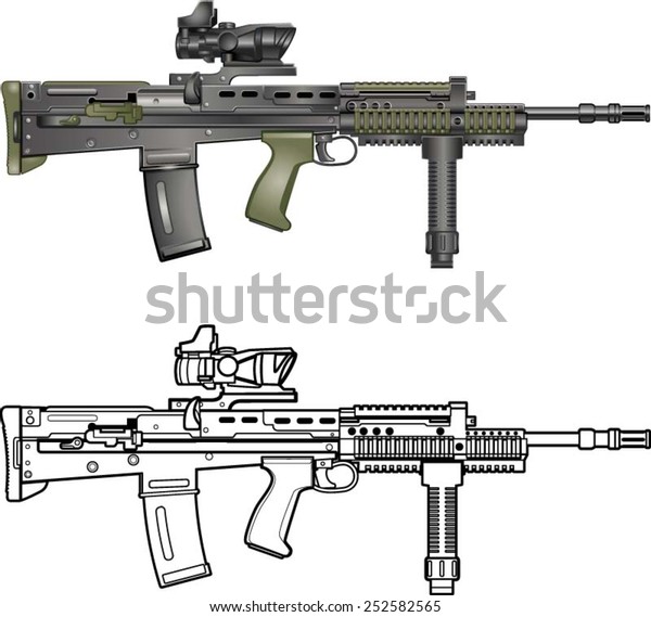 British Sa80 Automatic Assault Rifle Stock Vector (Royalty Free) 252582565