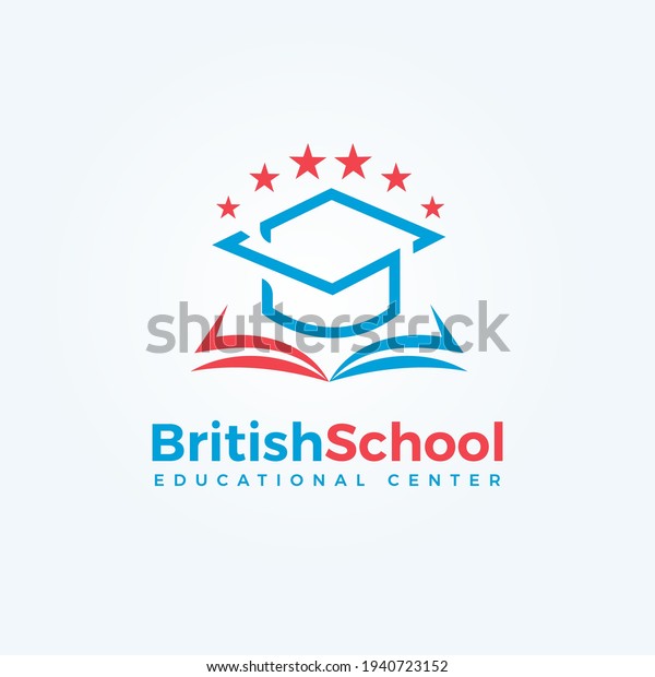 British School Logo Open Book Graduation Stock Vector (Royalty Free ...